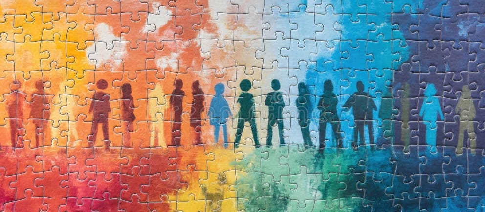 Diversity and Inclusion. Multi Colored Puzzle with Figures of People ...