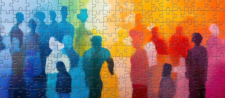 Diversity and Inclusion. Multi Colored Puzzle with Figures of People ...