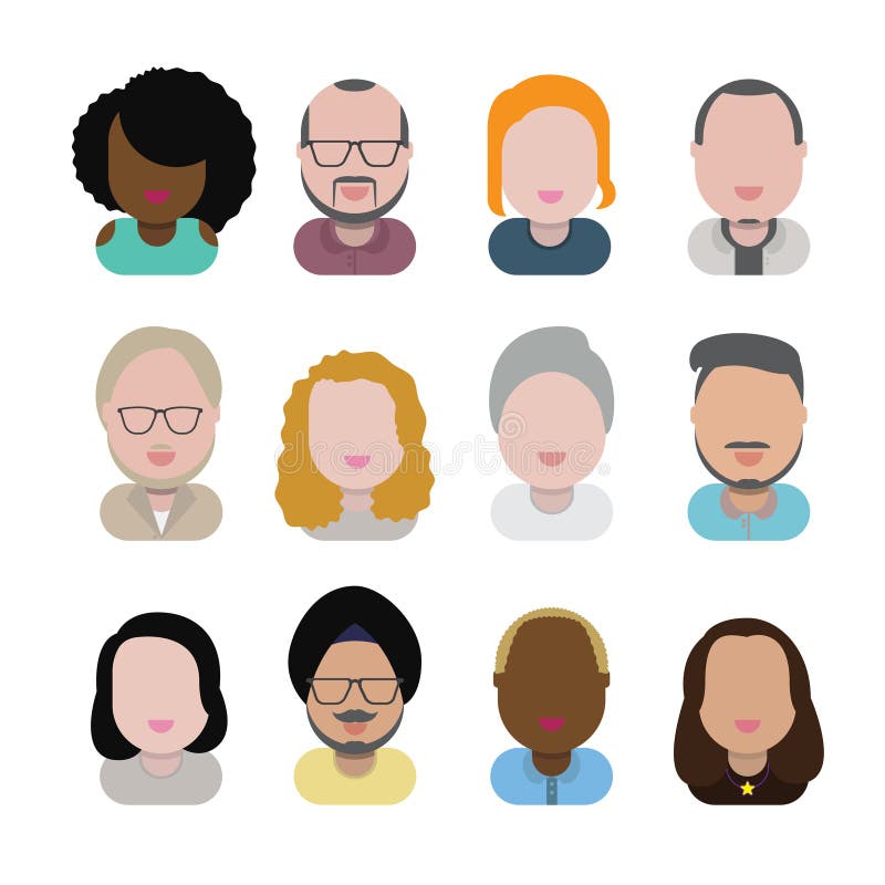 Diversity Interracial Community People Flat Design Icons Concept Stock ...