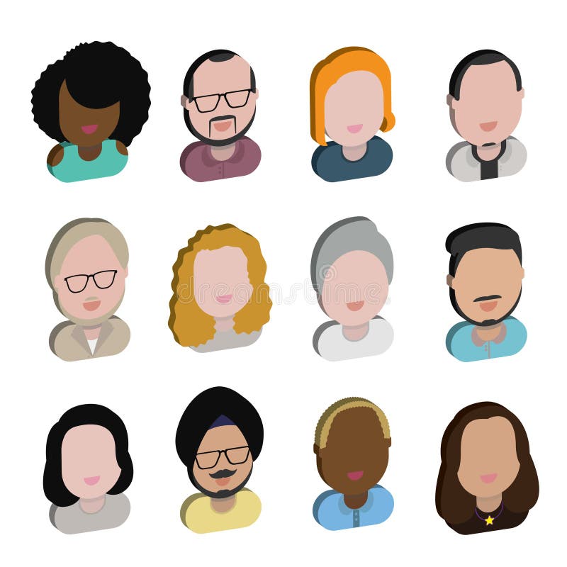 Diversity Interracial Community People Flat Design Icons Concept Stock ...