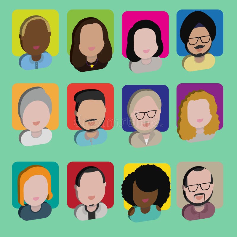 Diversity Interracial Community People Flat Design Icons Concept Stock ...