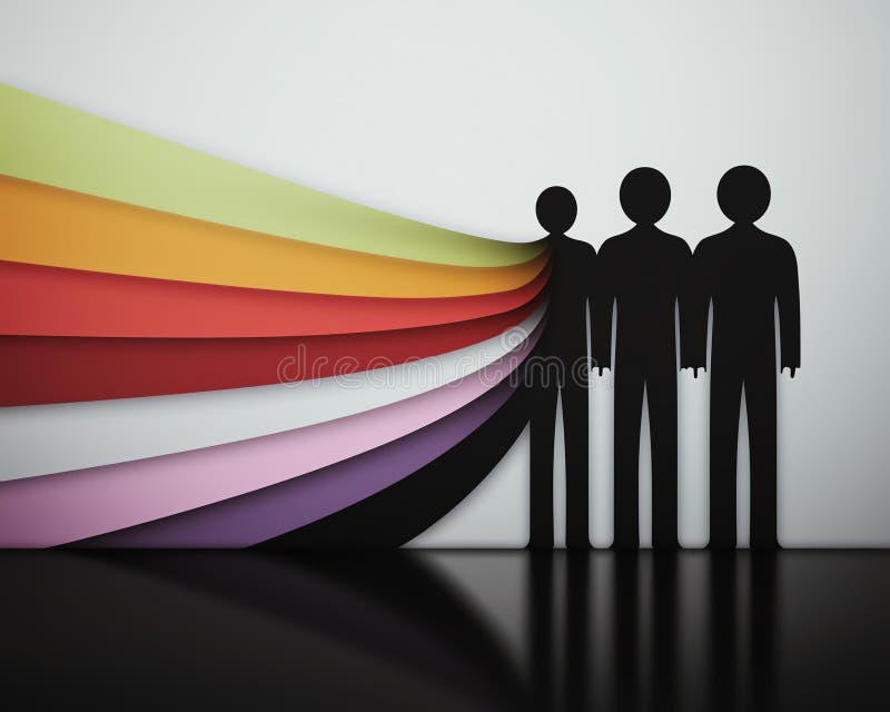 Diversity, Labor, Unity, Silhouetted Figures with Colorful Paper ...
