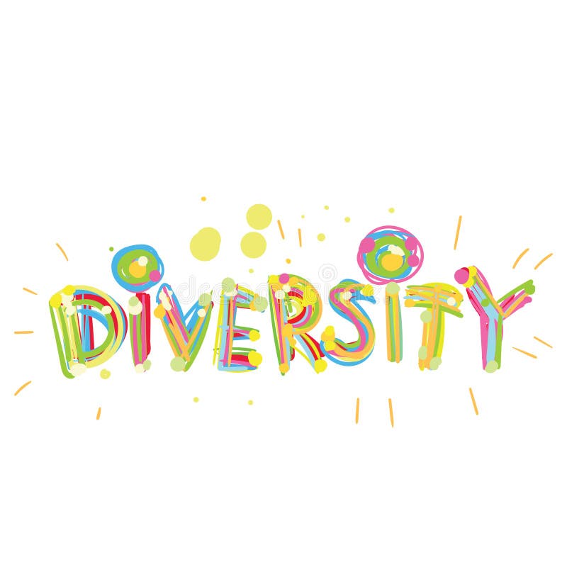 Diversity Lettering Handwritten Multicolor Scribble Style Stock Vector ...