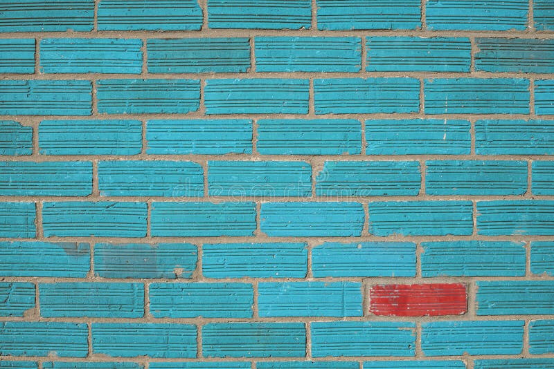 Diversity Light Blue Wall with One Red Brick Stock Image - Image of ...