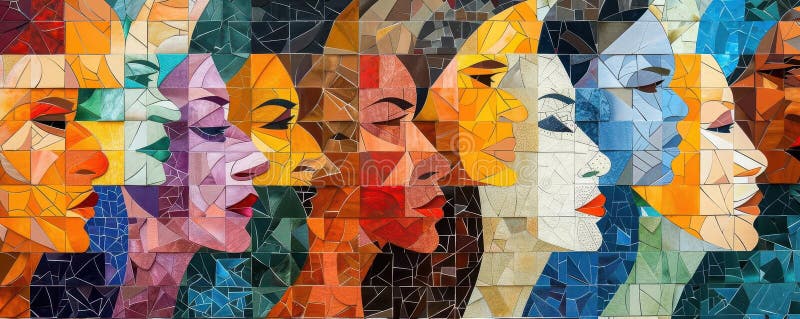 Diversity Mosaic a Geometric Pattern Composed of Diverse Faces and ...