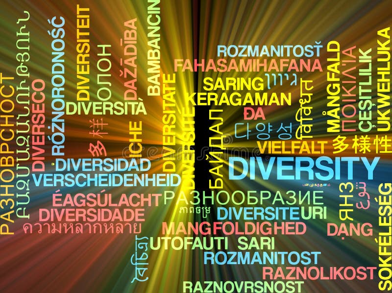 Diversity Multilanguage Wordcloud Background Concept Glowing Stock ...