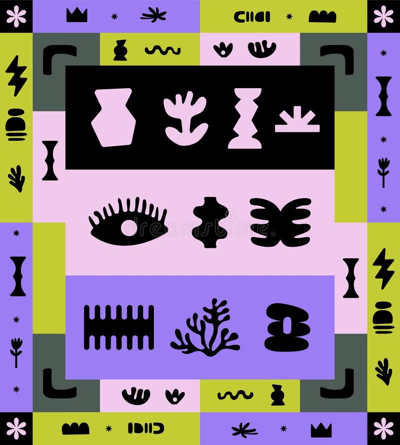 Colorfull Matisse Style Pattern Background, Abstract Universal Shape ...