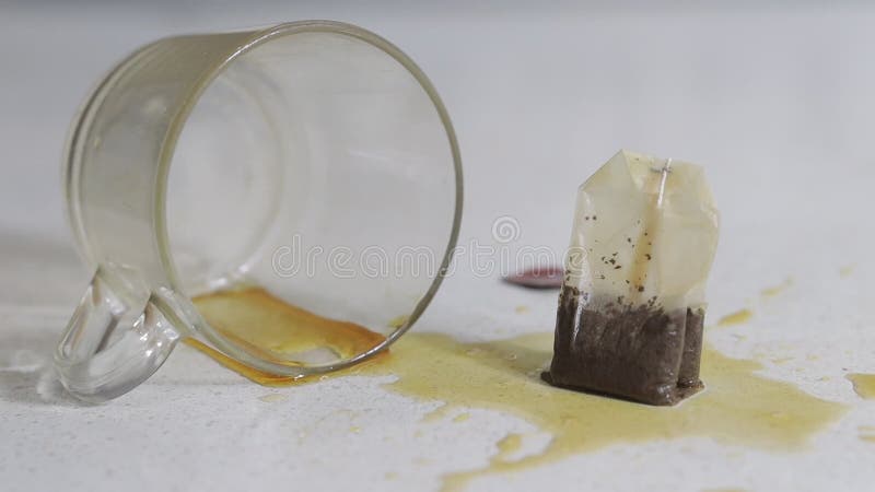 Diversity Sloppy Brewing of a Tea Bag, Spilled Tea Stock Footage ...