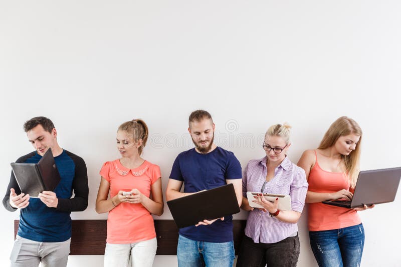 Diversity Students Learning Using Technology Stock Image - Image of ...