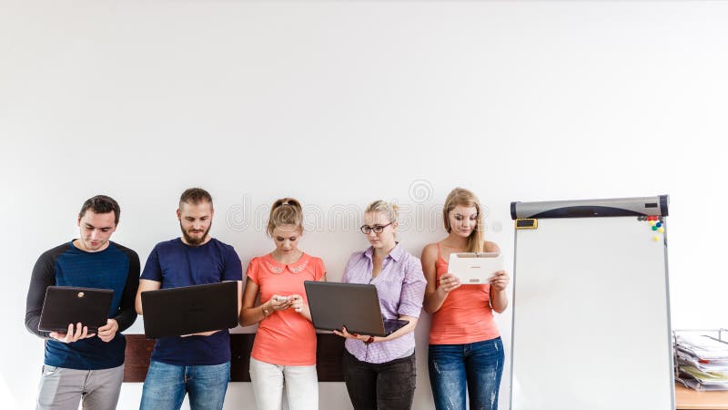 Diversity Students Learning Using Technology Stock Image - Image of ...