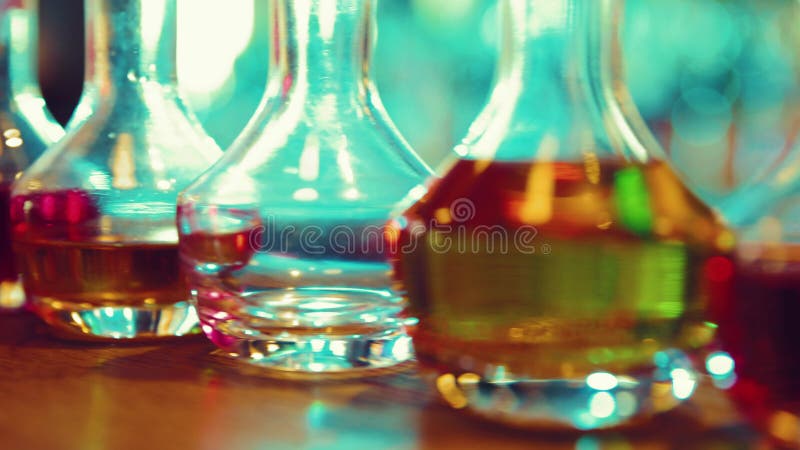 Diversity of Taste. Bottles with Different with Liqueurs, Alcohol ...