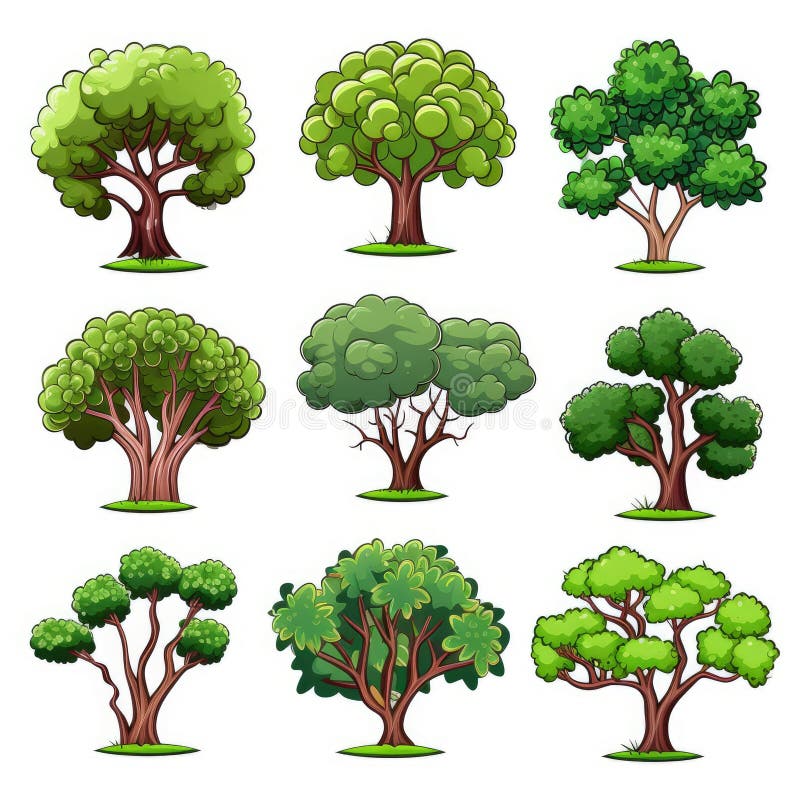 Diversity of Trees Set on White, Tree Clip Art Collection. AI ...