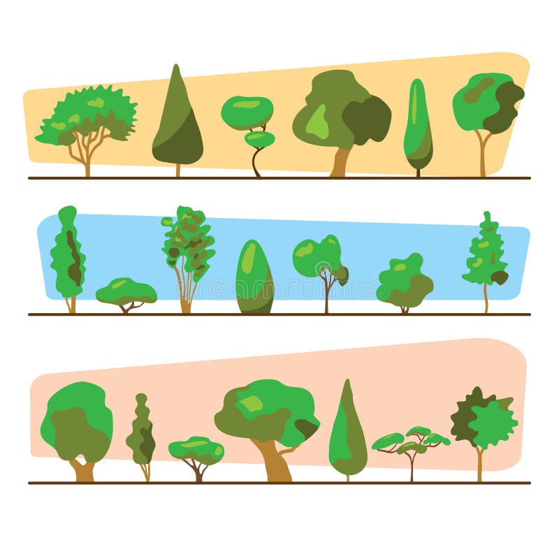 Diversity of Trees Set on White Stock Vector - Illustration of garden ...