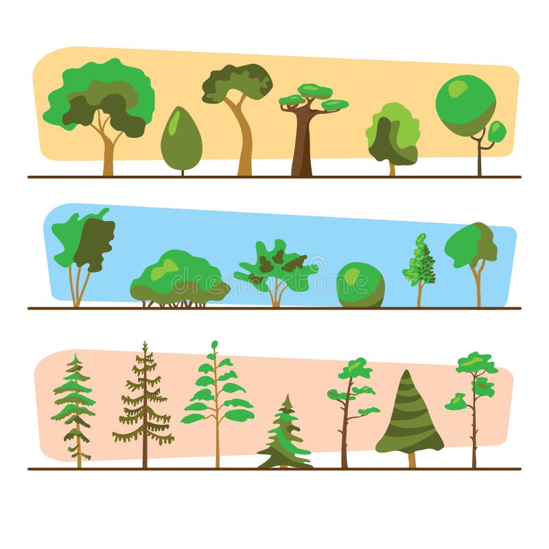Diversity of Trees Set on White Stock Vector - Illustration of garden ...