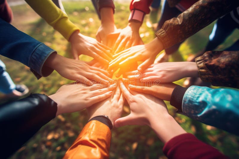 Diversity and Unity Group of Multicultural People Holding Hands in a ...