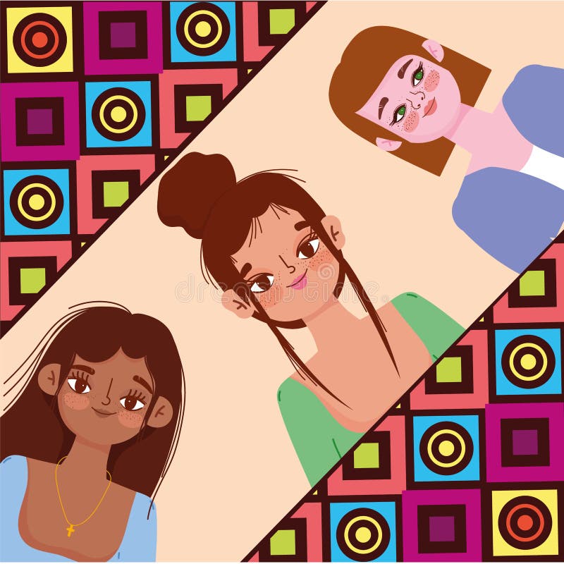 Diversity Women Cartoon with Different Styles Stock Vector ...