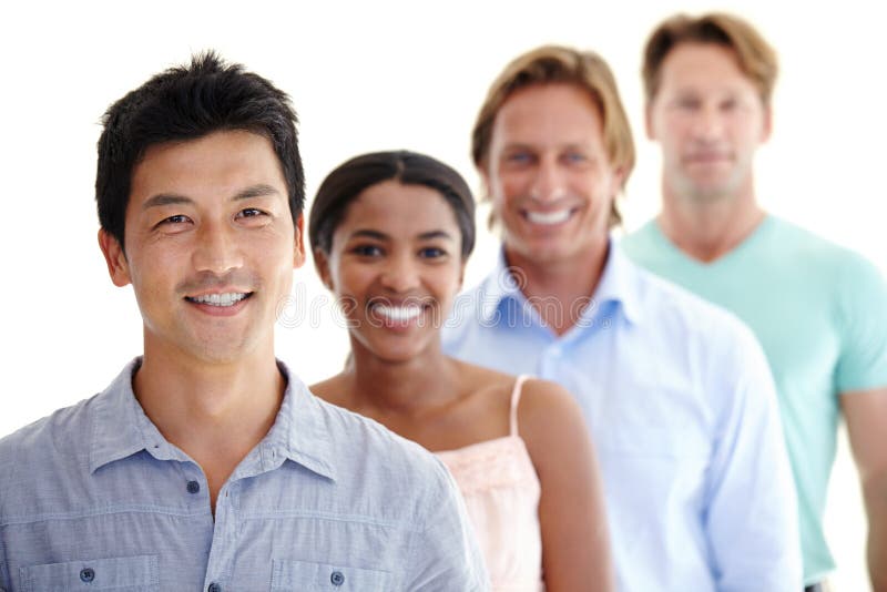 Diversity in the Workplace. Small Group of Four Smiling Adults with ...