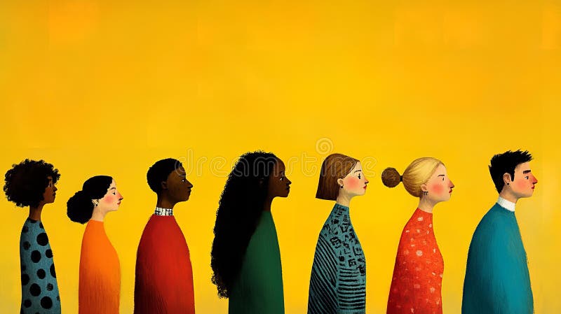 Diversity of Young Creative People, People at Solid Yellow Background ...