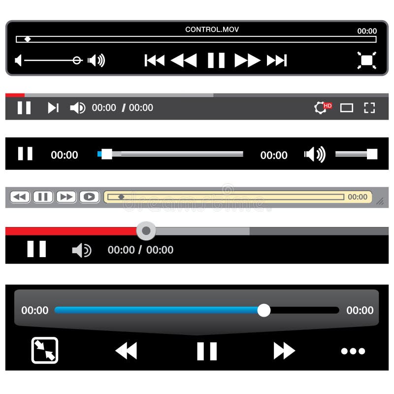 Diversos Controles Del Reproductor Multimedia Ilustración del Vector ...