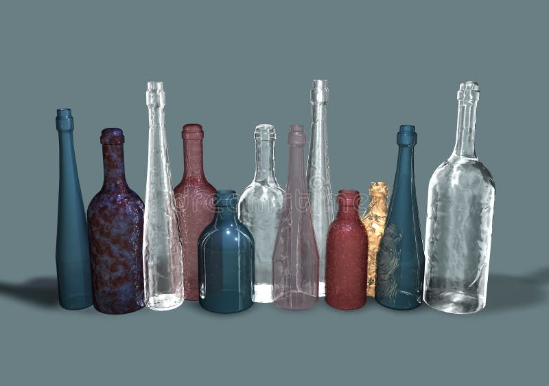 Diversos Formas Y Colores De Las Botellas De Cristal Stock de ...