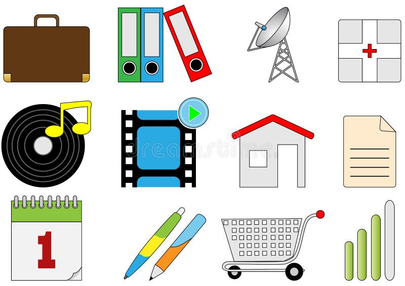 Diversos iconos ilustración del vector. Ilustración de nota - 8754453