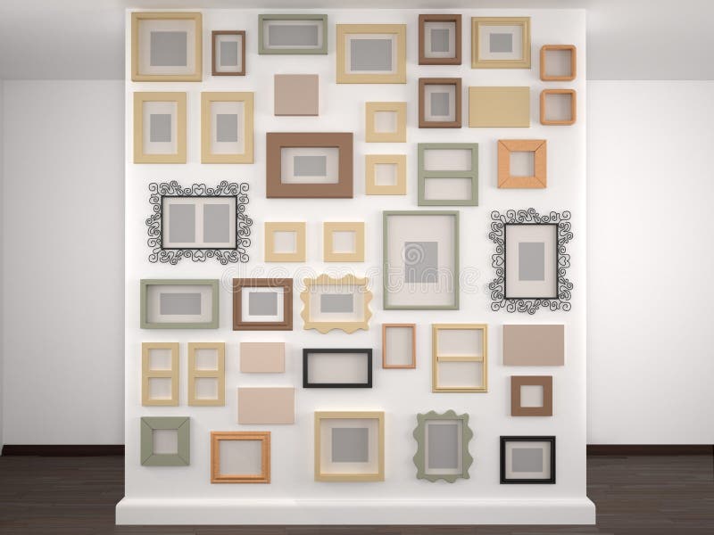 Diversos Marcos En Una Pared Blanca Stock de ilustración - Ilustración ...