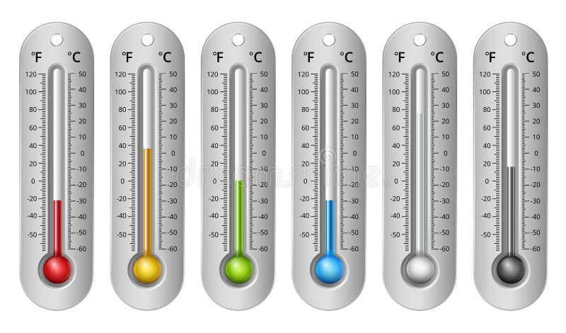 Diversos Termómetros De Los Colores Ilustración del Vector ...