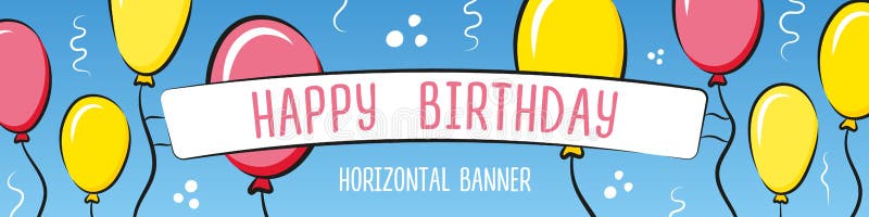Divertida Pancarta Horizontal Con Globos. Ilustración Vectorial Stock ...