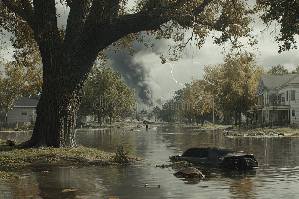 The Divide: Climate Change’s Impact on Nature and Cities Stock Photo ...