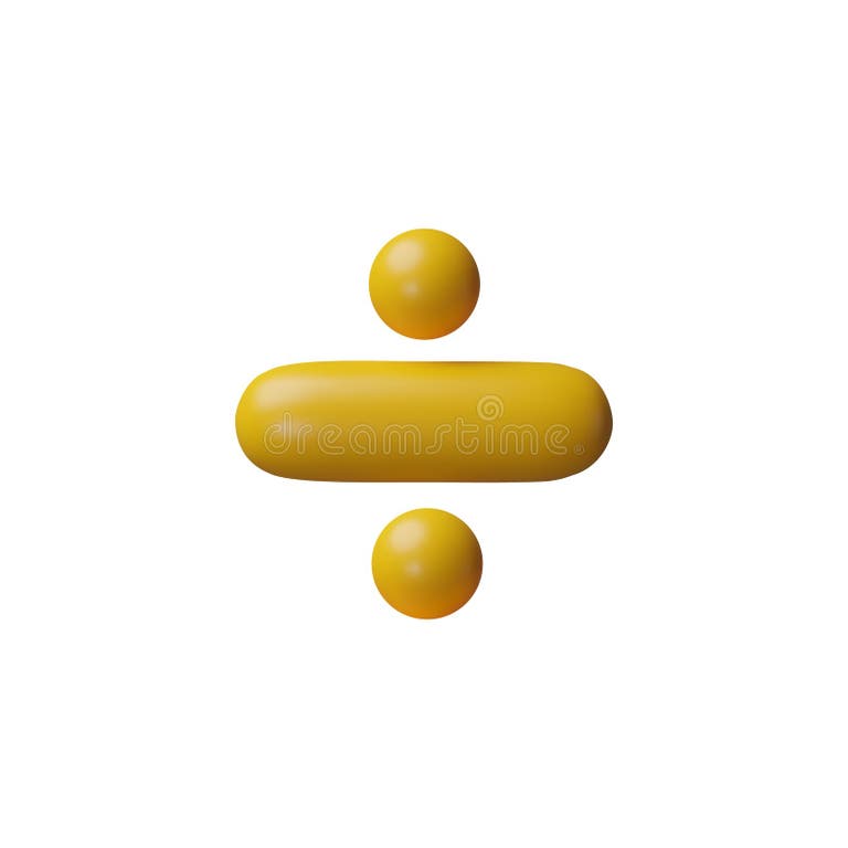 Divide Math Operation 3D Plastic Style Vector Icon, Mathematic Yellow ...