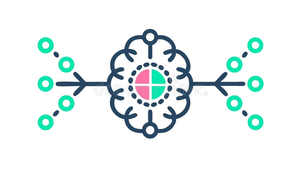 Divided Brain Network, Cognitive Functions Icon, Vector Design ...