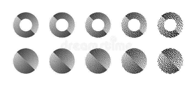 Divided Circles Various Resolution of Bitmap Dither Gradient Vector Set ...