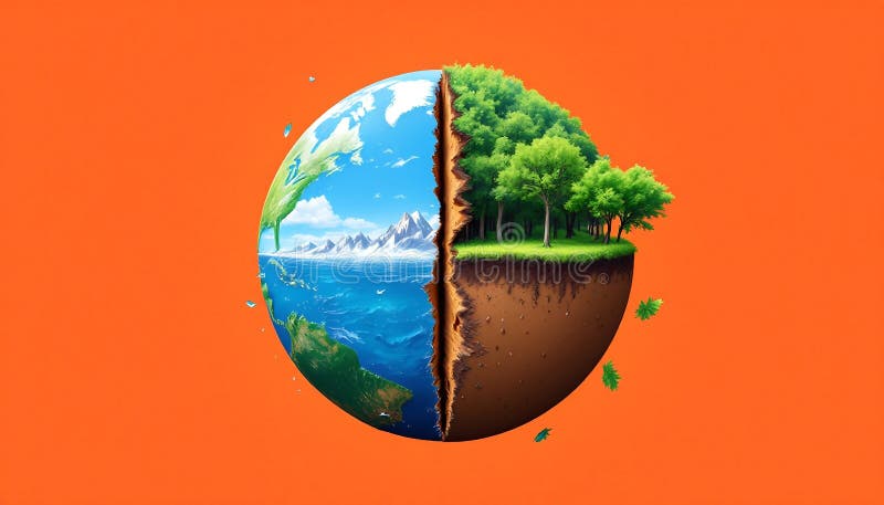 A Divided Earth: a Visual Representation of Environmental Balance Stock ...