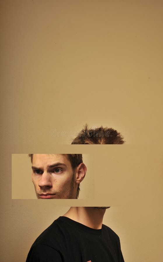 Divided Head of a Young Man Stock Photo - Image of obsession, adult ...
