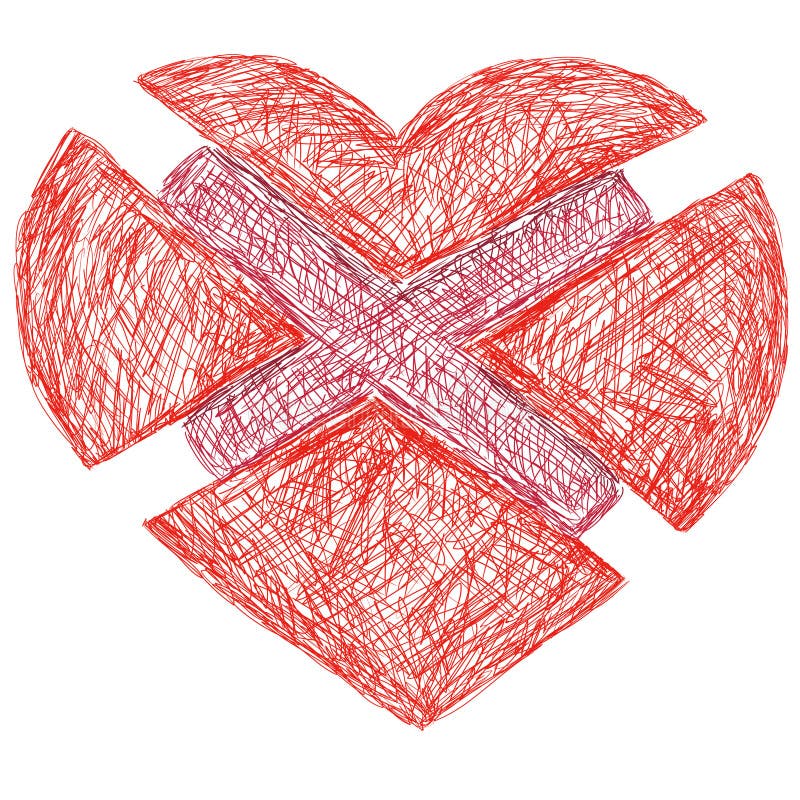 Divided heart stock vector. Illustration of pain, sign - 37640378