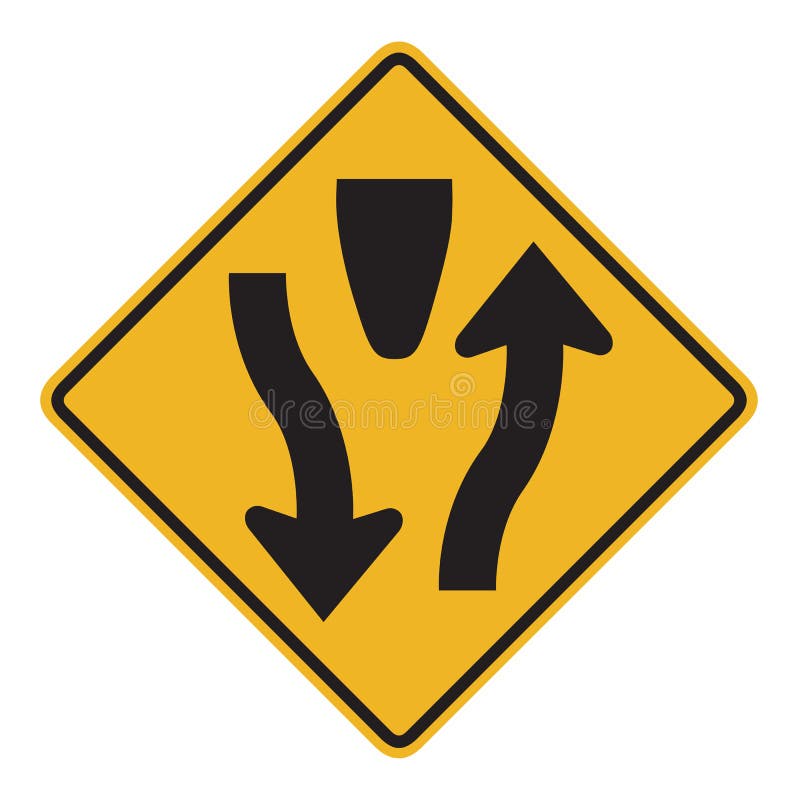 Divided Highway Ahead Road Sign. Vector Illustration Decorative Design ...
