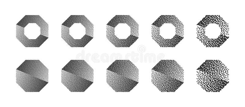Divided Octagon Various Resolution of Bitmap Dither Gradient Vector Set ...