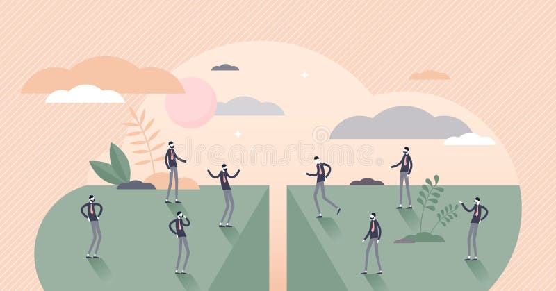 Divided People Vector Illustration. Social Separation Tiny Persons ...