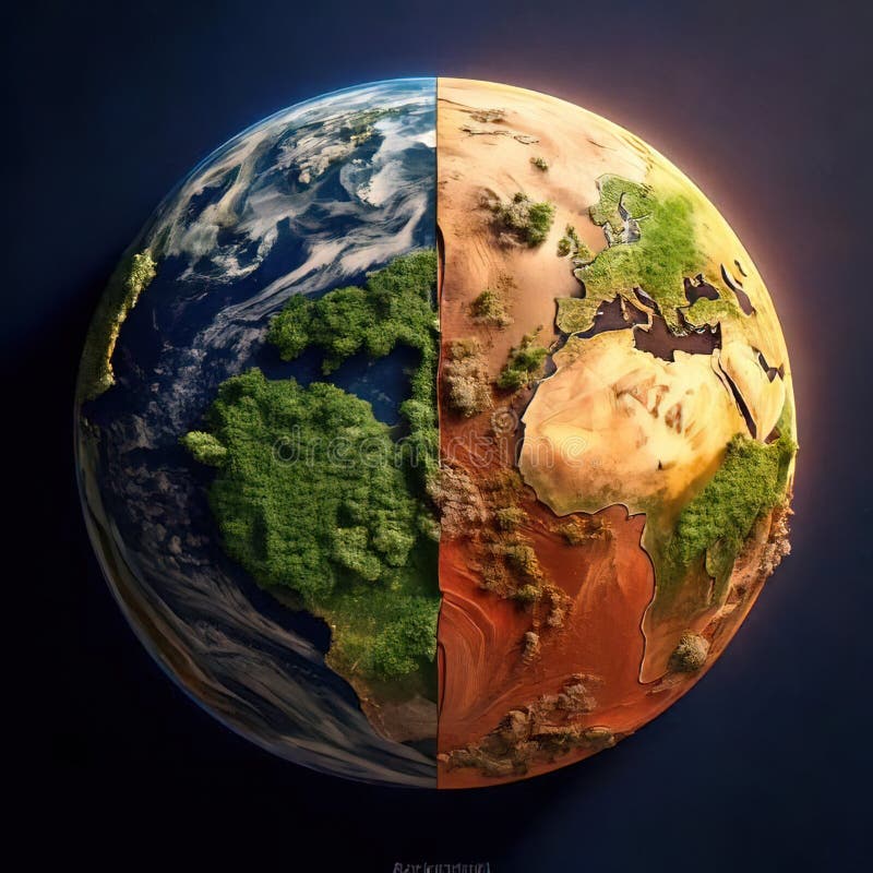 A Divided Planet.the Consequences of Climate Change Stock Illustration ...