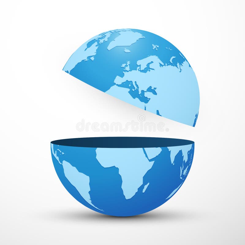 Divided Globe on Two Half, Divided Earth on Two Half, 3d Illustration ... Divided Globe on Two Half, Divided Earth on Two Half, 3d Illustration ...