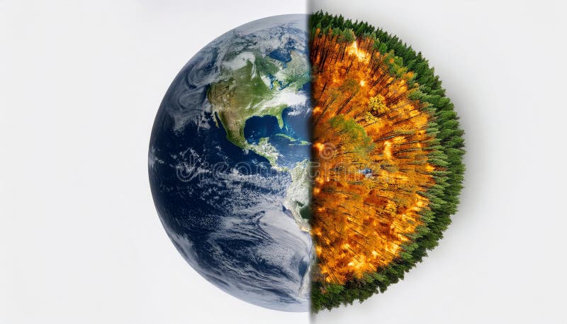 A Divided Planet Preservation and Destruction Earth Split Symbolizing ...