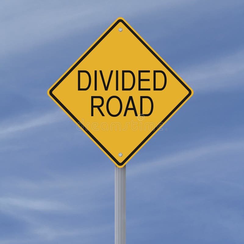 Divided Road stock image. Image of diamond, blue, warning - 32675027