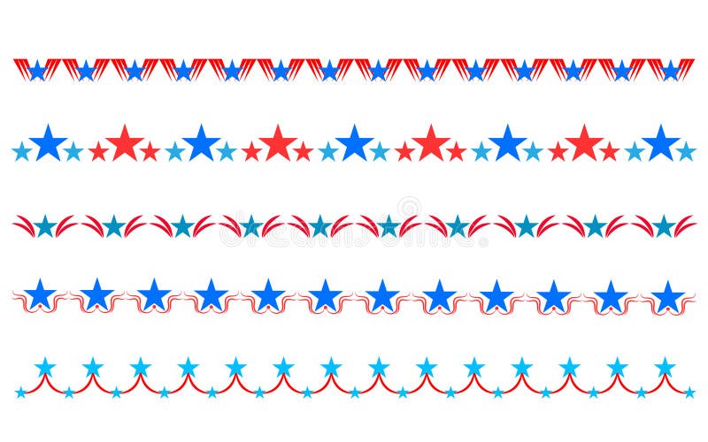 Decorative American Flag Symbols Dividers Borders Set Vector Design ...