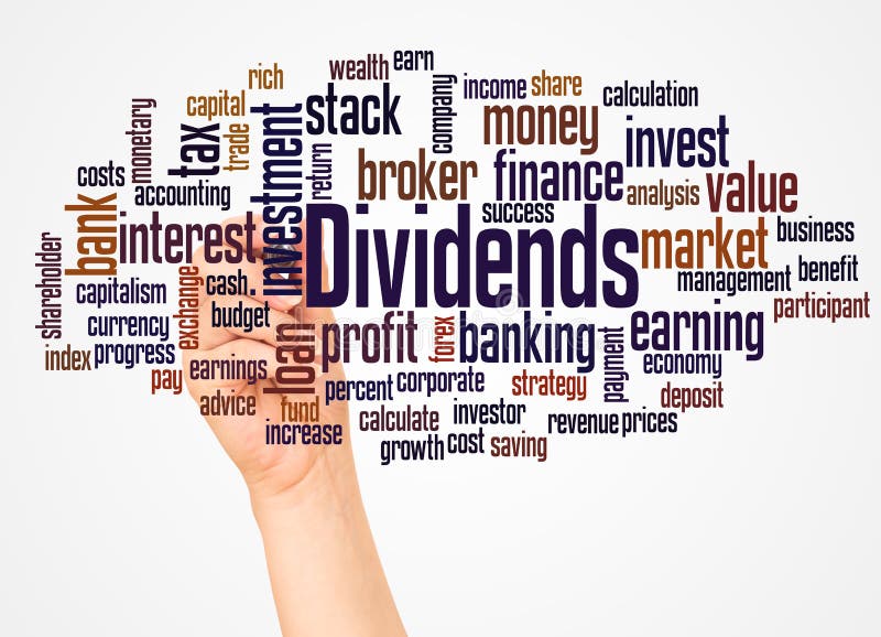 Dividends Word Cloud and Hand with Marker Concept Stock Image - Image ...
