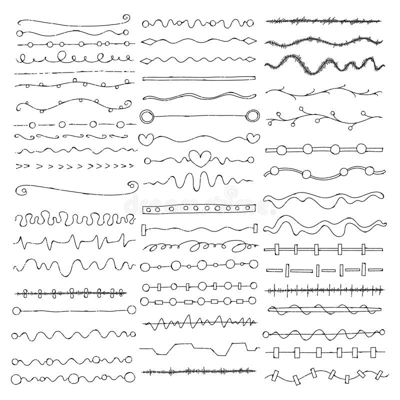Divider Doodle Vector Set. Drawing Sketch Hand Drawn Line Eps10 Stock ...