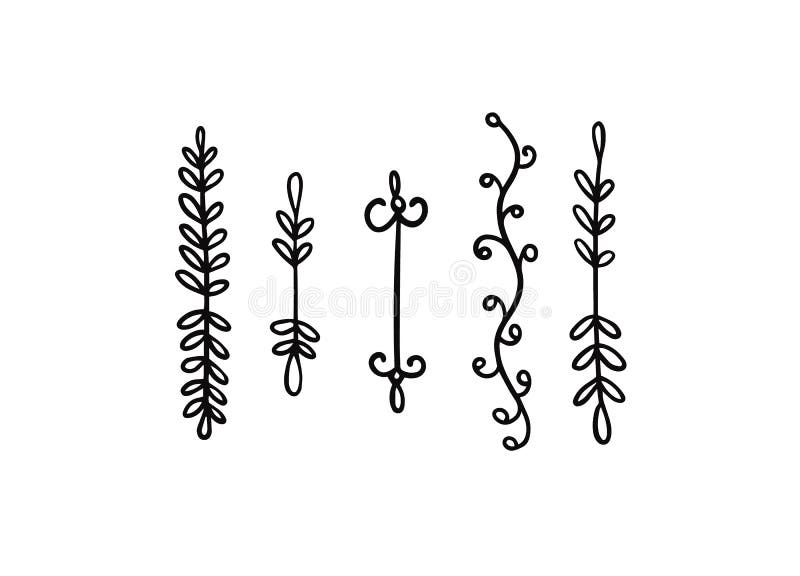 Divider Hand Drawn Set Elements. Doodle Style Line Art Vector Art ...