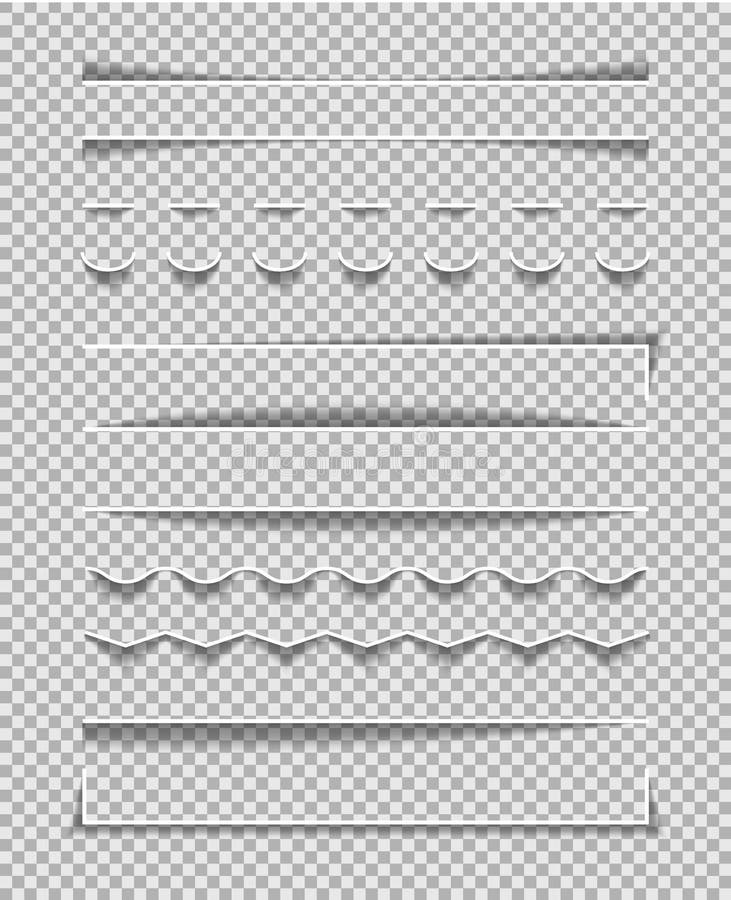 Divider Lines Shadow. Frame of Edge of Paper on Transparent Background ...
