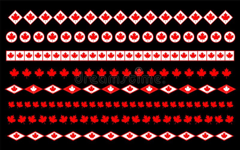 Canadian Flag Symbols Divider Border Set. Stock Vector - Illustration ...