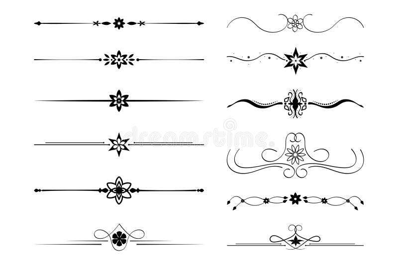 Divider Set of Flourish Floral Flower Separator Elements Stock Vector ...