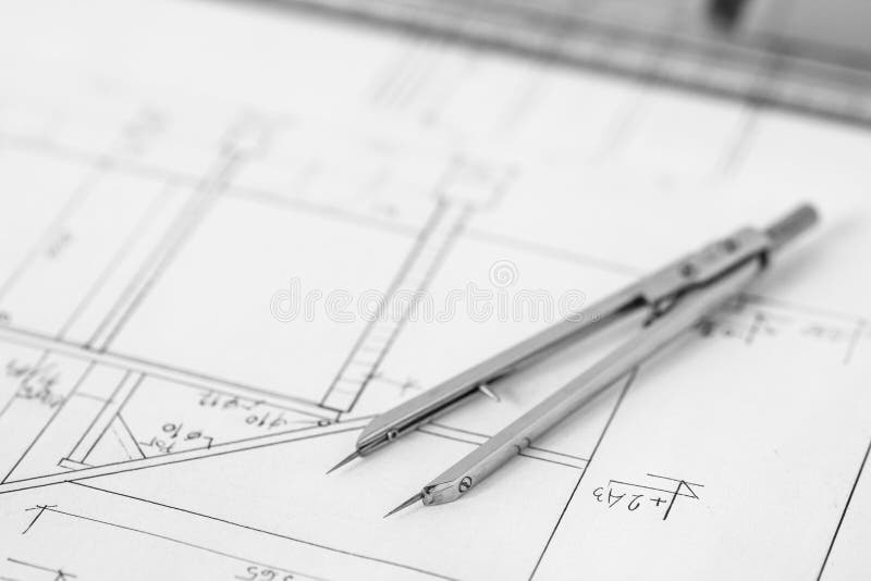 Divider on Technical Drawing Stock Photo - Image of mechanical ...